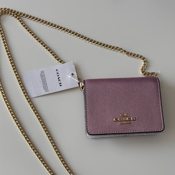 Coach | Bags | Coach Metallic Pink Wallet On A Chain | Poshmark